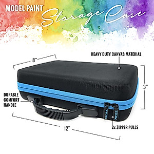 Pixiss Model Paint Storage Case Acrylic Paint Organizer Holder Tray Works with Round Top Hobby Paint Brands, Paint Rack or Paint Holder 60 Slots with 6 Fine Detail Miniatures Paint Brushes