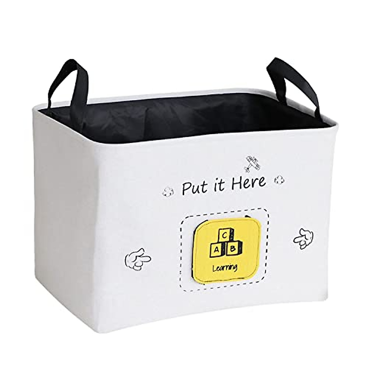 LLoptial Storage Basket, Fabric Storage Organizer Box with 4 Stickers for Home, Office, Shelf, Pet/Children Toys, Books, Clothes, Dolls