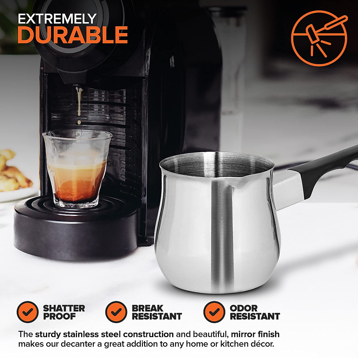 Stock Your Home 24oz Turkish Coffee Pot, Small Saucepan Coffee Maker, Mini Sauce Pan Butter Melter, Stainless Steel Milk Warmer Pots for Stove Top