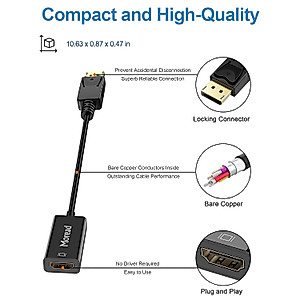 Moread 4K DisplayPort (DP) to HDMI Adapter, Gold-Plated Uni-Directional Display Port PC to HDMI Screen Converter (Male to Female) Compatible with HP, Dell, Lenovo & More, Passive - Black
