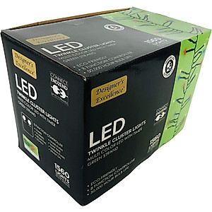 LED Twinkle Cluster Lights 52.5Ft Multi w/Green Strand Connect End to End Indoor Outdoor