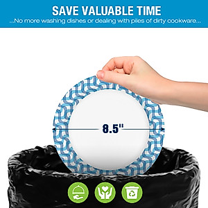 Ginkgo Paper Plates 8.5 inch Bulk 150 Count, Heavy Duty Disposable Medium Christmas Dessert Plates for Holiday, Party, Picnic and Everyday Use