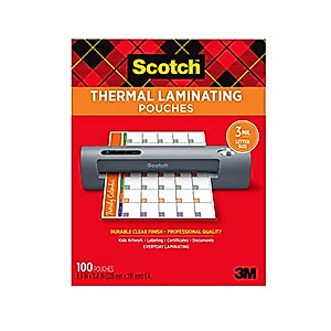 Scotch Thermal Laminating Pouches, 200- Count-Pack of 1, 8.9 x 11.4 Inches, Letter Size Sheets, Clear, 3-Mil (TP3854-200) & Scotch Thermal Laminating Pouches & Scotch Magic Tape, 6 Rolls