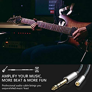 1/4 to 3.5mm Headphone Adapter, JewMod 6.35mm 1/4 Male to 3.5mm 1/8 Female Stereo Jack Audio Adapter, 3.5 to 6.35 Audio Cable for Amplifiers, Guitar, Piano, Home Theater Devices,etc-0.6Ft