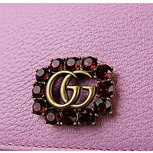 Gucci Marmont Women's Pink Leather Wallet w/Crystal Double G 499783 5871