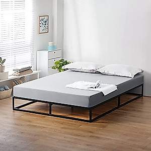 Olee Sleep 10 inch Omega Hybrid Gel Infused Memory Foam and Pocket Spring Mattress (Full) & 9 Inch Modern Metal Platform Bed Frame Steel Slats Mattress Foundation No Box Spring Needed, Full, Black