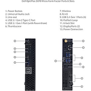 dell Optiplex 5070 Micro MFF Desktop PC Intel i5-9500T, 16GB DDR4 New 1TB M.2 NVMe SSD, WiFi BT HDMI New KB & Mouse Windows 11 Pro (Renewed)