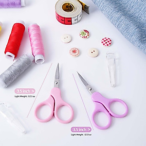 3.5" Sharp Small Craft Scissors all Purpose, Precision Straight and Curved Fine Tips for Thread Yarn Fabric Cutting, Mini Scissors with Protective Cover, Ideal for Sewing, Embroidery, Beauty, Crochet