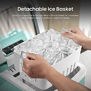 Crzoe Countertop Ice Maker, Small Ice Maker Machine One-Click Operation Ice Maker Countertop with Self-cleaning, 2 Sizes of Bullet Ice, 27Lbs/24H for Counter Top Ice Maker Home Office Bar Party(Green)