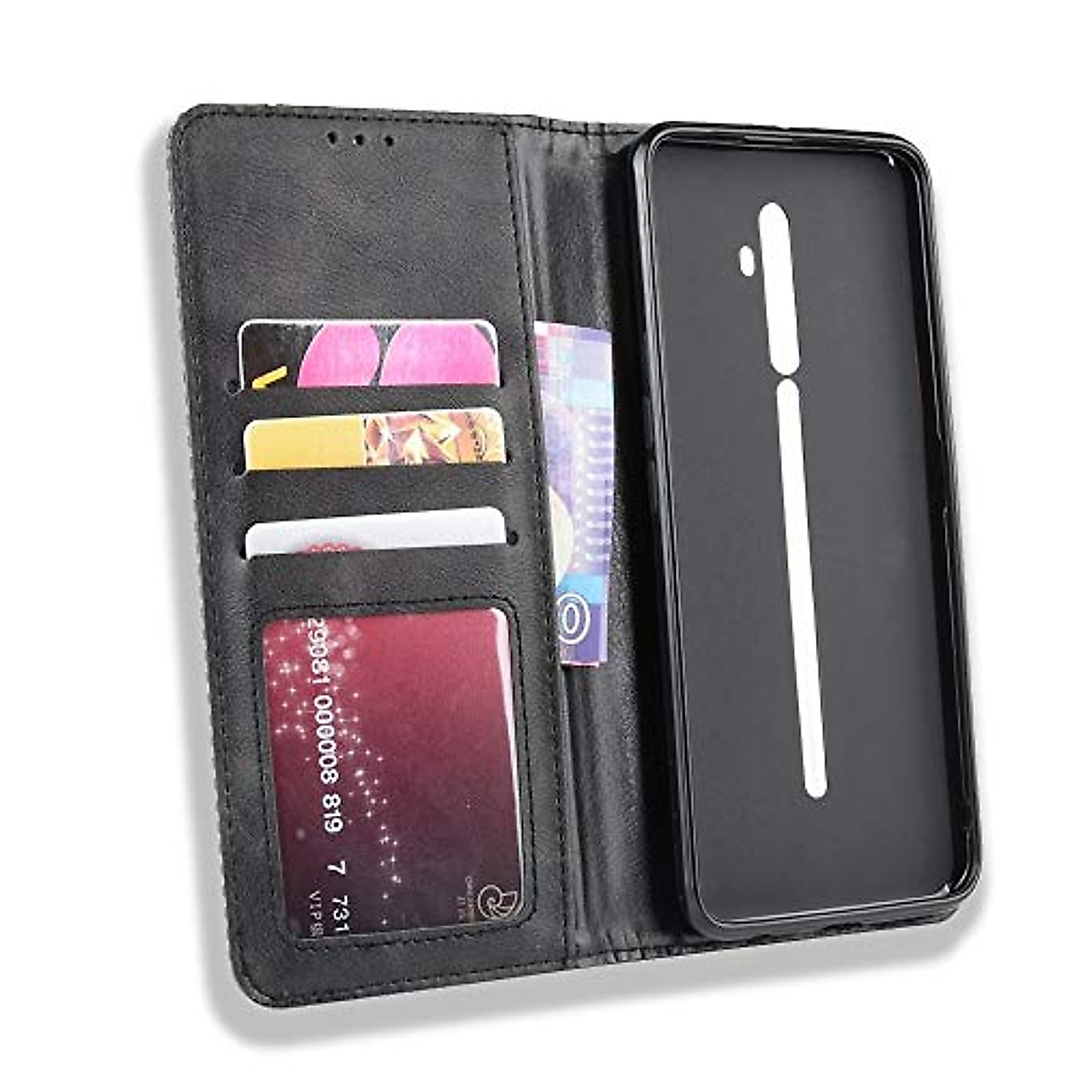 Phone Cover Case For Oppo Reno2 F/ Reno2 Z Magnetic Buckle Retro Crazy Horse Texture Horizontal Flip Leather Case with Holder & Card Slots & Photo Frame(Black) Protective Shell ( Color : Black )