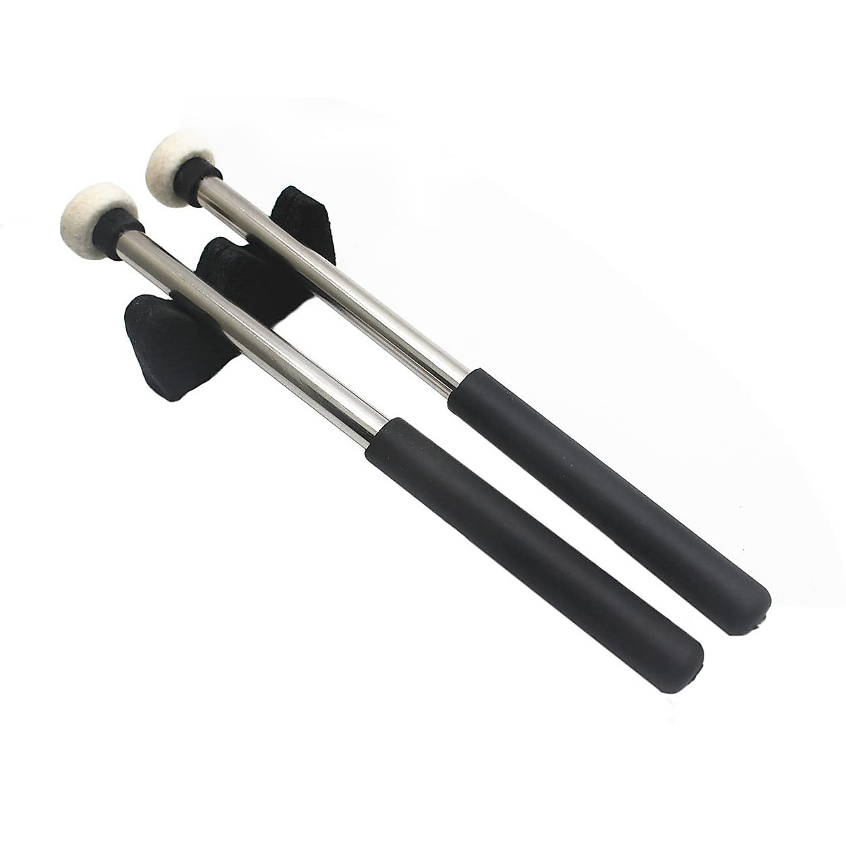 TUOREN 1 Pair Tongue Drum Mallets with Bracket Handpan Drum Sticks Rubber Mallet Percussion Instrument Accessory (Type B)