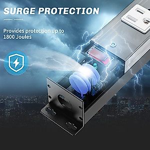 BERIGTTA 12 Outlet Surge Protector Metal Power Strip, 1800J Mountable Power Outlet, Heavy Duty Workshop Metal Power Strip for Commercial, Industrial, School and Home,15A 125V 1875W (6FT)