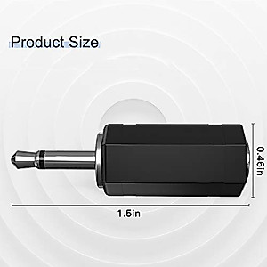 3.5mm Mono to Stereo Adapter, 2 Pack 3.5mm 1/8" Mono Male Plug to 3.5mm 1/8" TRS Stereo Female Jack for Radio, Headphone