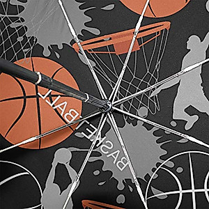 AUUXVA 3 Folds Auto Open Close Umbrella Sport Ball Basketball Windproof Travel Lightweight Rain Umbrella Compact for Boys Girl Men Women