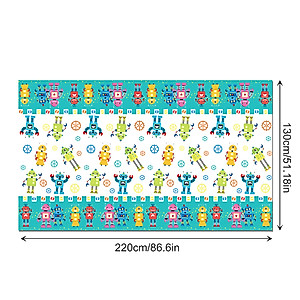 Robot Party Supplies 2Pcs Plastic Tablecloth Waterproof Table Cover Robots Tablecloth Robot Cartoon Tablecloth for Robot Birthday Party, Robots Theme Party Baby Shower Decoration,54 x 87In