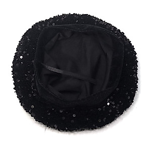 Bling Beret Hats for Women Color Paris Artist Cap Fashionable Ladies Sparkle Shining French Style Beanie Beret (Black)