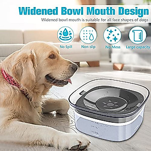 UPSKY 70oz Dog Water Bowl 2L No Spill Large Capacity Slow Feeder, Spill Proof Pet Water Dispenser Vehicle Carried Travel Drinking Water Bowl for Dogs, Cats