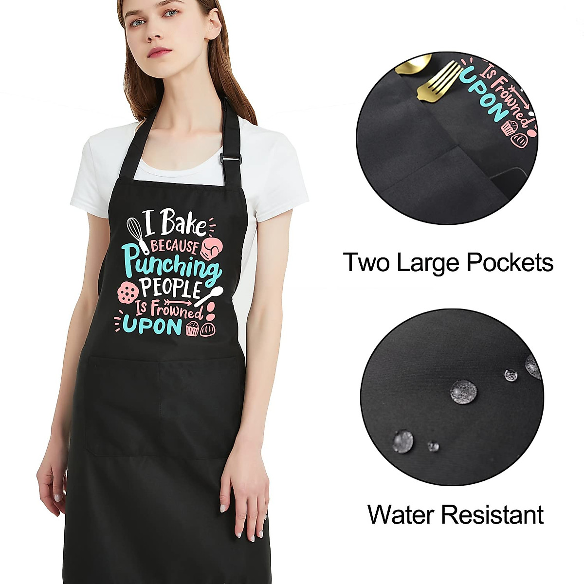 Gvlrbut Funny Aprons for Women with Pockets - Baking Gifts for Bakers Cute Cooking Aprons for Men Chef Kitchen, Baking Accessories for Dad Mom Friends Birthday Mother’s Day Husband Wife