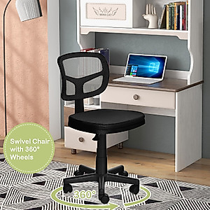 Giantex Kids Desk Chair, Low-Back Mesh Computer Chair Armless Ergonomic Office Chair with Adjustable Height, Y-Shaped Support for Teens Kids, 360° Swivel Task Chair for Home Office School (Black)