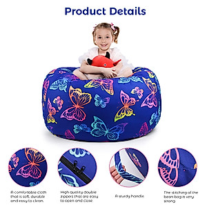 KABOER Bean Bag Cover for Kids,200L Stuffed Animal Storage Bean Bag Chair Cover |Stuffable Zipper Beanbag for Organizing Children Soft Plush Toys (32x29inch)