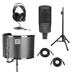 Turnstile Audio Concourse Series TAC300 Cardioid Condenser Microphone, Bundle with H&A Reflection Filter, Silver