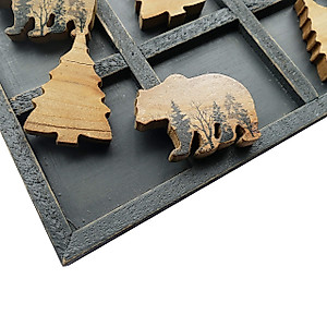 NIKKY HOME Cute Bear Decorative Wooden Board Travel Game Tic Tac Toe for Fun
