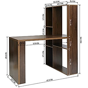 Haplized Modern Minimalist L-Shaped Office Computer Desk with 6-Tier Open Storage Shelf - Ideal for Office, Learning, and Gaming (Walnut)