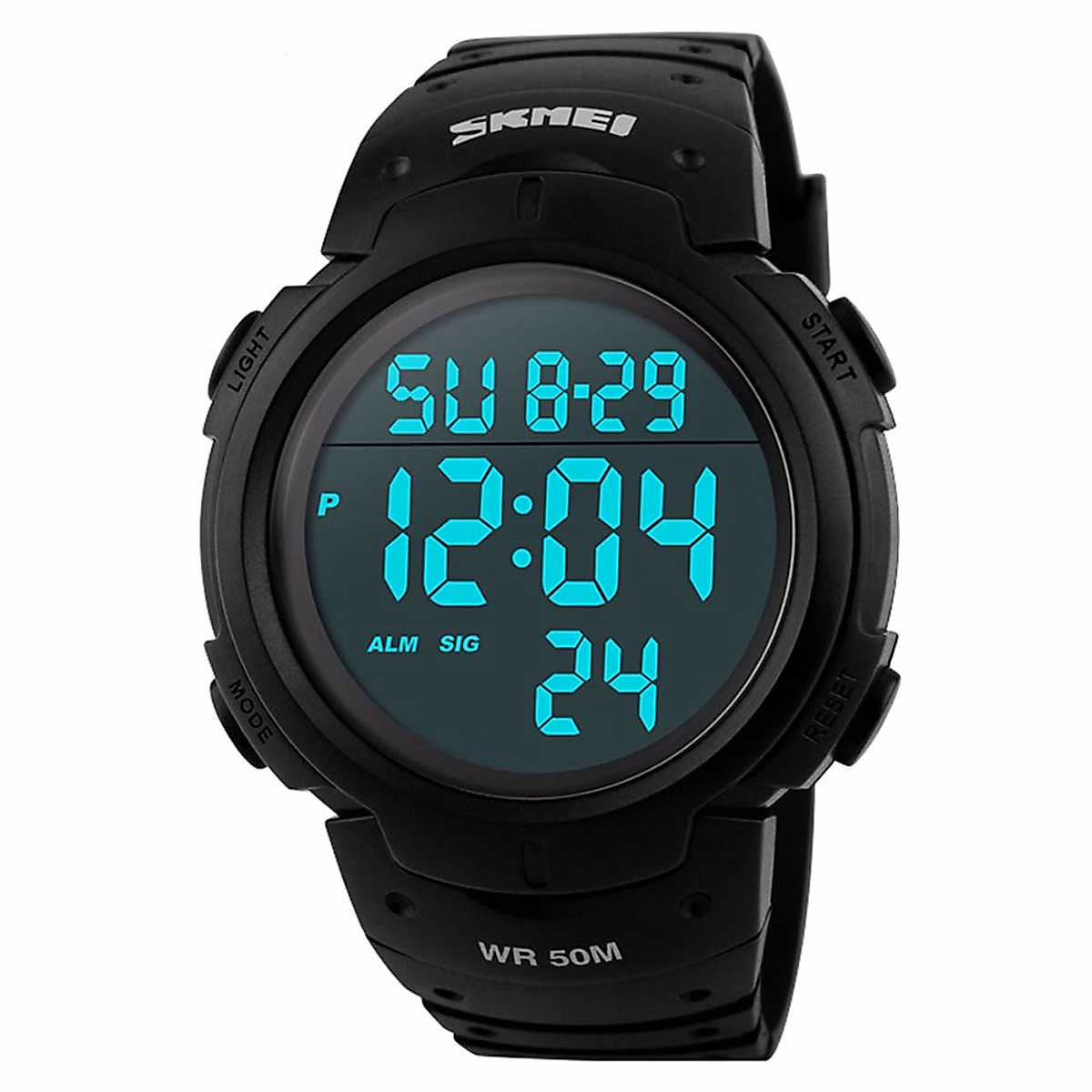 SKMEI Mens Digital Watches Waterproof LED Backlight Large Number Display Multifunction Sport Wristwatch