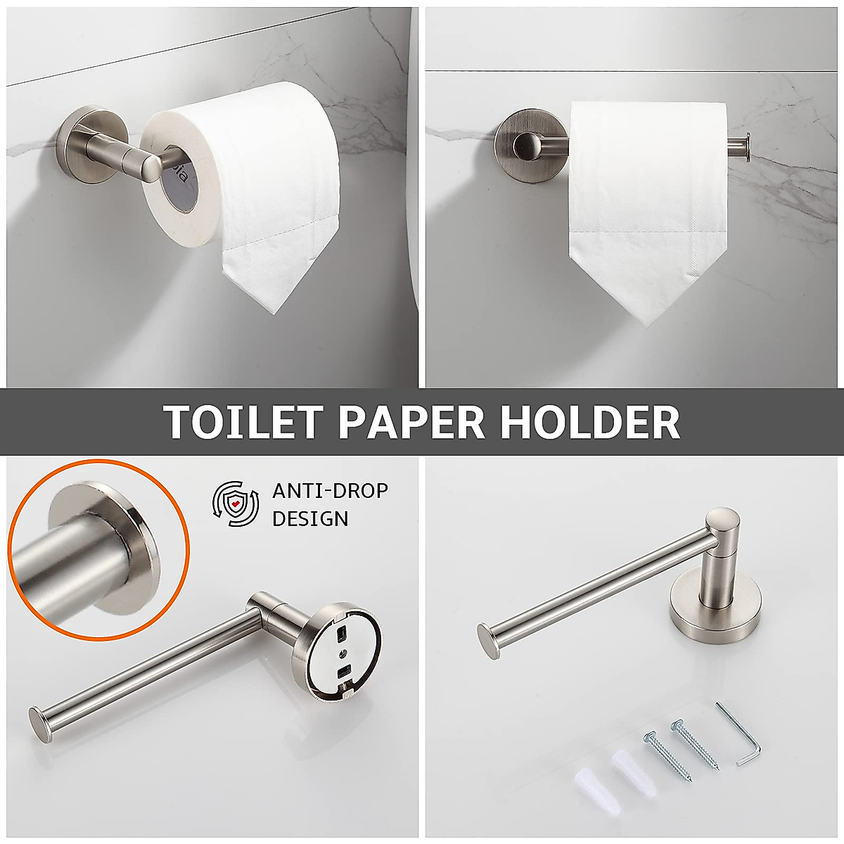 BGL Bathroom Accessory Set Brushed Nickel 4-Pieces Bathroom Towel Rack 24 Inches Adjustable Bathroom Hardware Set