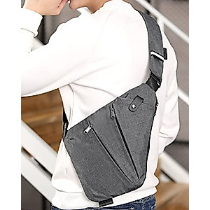 NIHONO Personal Flex Bag for Women Men Crossbody Sling Bag Anti Theft Water Resistant Backpack Fashion Chest Bag for Outdoor (Left Black)