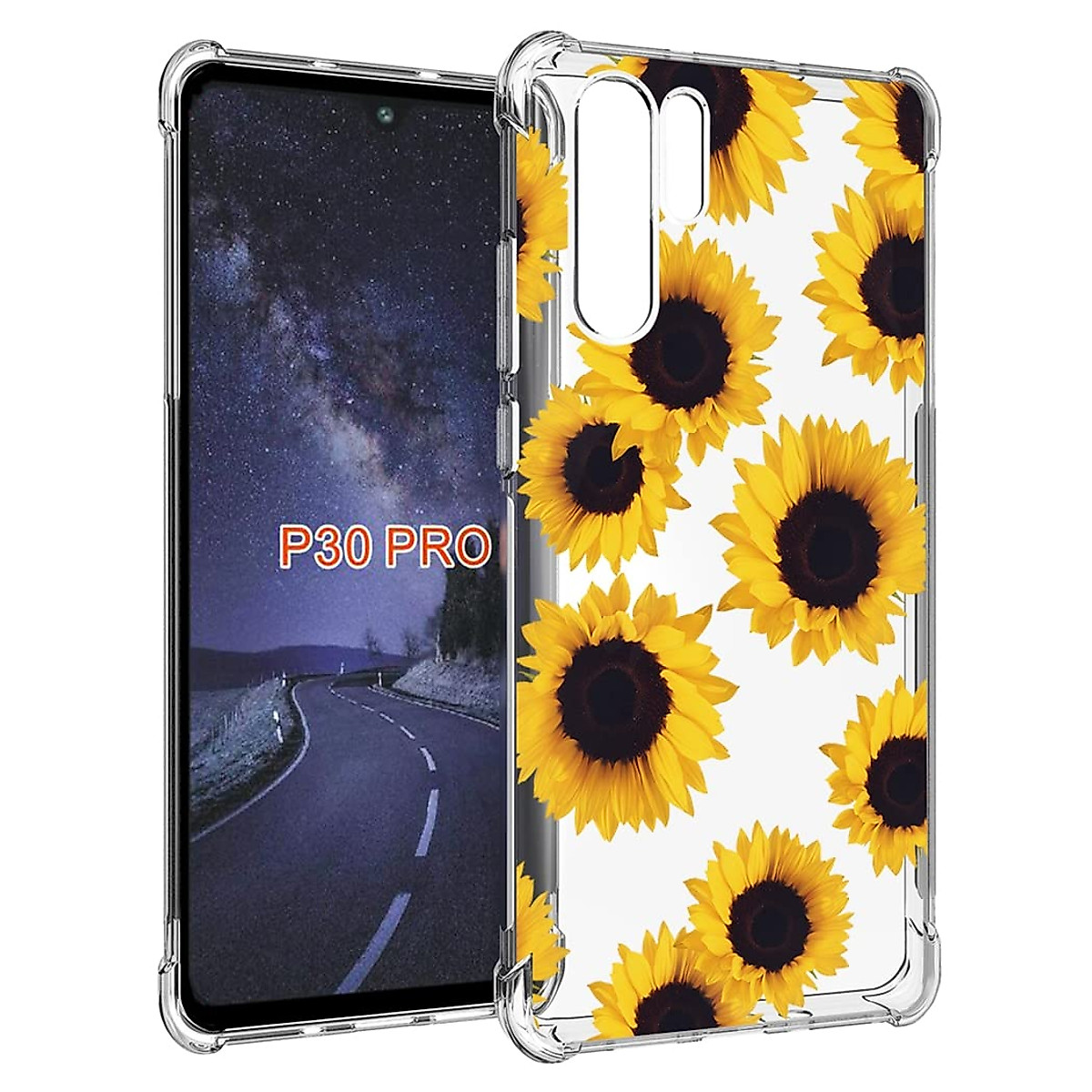 Zoeirc Case for Huawei P30 Pro VOG-L29 VOG-L04 Clear Case for Girls Women, Soft TPU Shockproof Protective Transparent Case Cover for Huawei P30 Pro (Sunflower)
