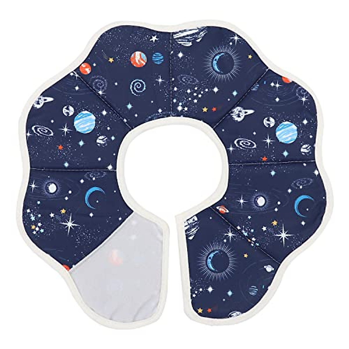 QIYADIN Soft Cat Recovery Cone, Durable Dog Collar After Surgery, Waterproof Pet Elizabethan Collar Protective Wound Healing for Cats and Puppies (Medium/Planet Pattern)