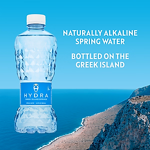 HYDRA Greek Island Spring Water - Naturally Alkaline Bottled Water, 8.0pH Level, BPA-Free, Case of 12 x 16.9-Ounce Bottles