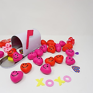 4E's Novelty Mini 1.5" Heart Stress Ball (24 Pack) Bulk - Valentines Squishies - for Class Valentines Party Favors for Kids, Valentines Day Gifts for Kids Classroom, Small Size