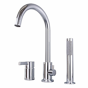 WuDLi Shower Attachment for Bath Taps 3-Hole Bathtub Tap, Bath Mixer Tap Shower Head with Hose