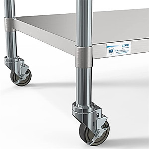 KoolMore Commercial 30” x 60” Stainless Steel Work Table Wheels Restaurant Home Use, Under Storage Shelf Food, Tools, Equipment, Hardware, Heavy Duty Metal Workspace (CT3060-18C), Silver, 30" x 60"