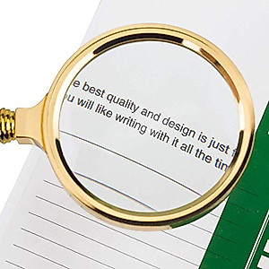 BASUNE 10X Handheld Magnifier, Reading Magnifier Loupe Glasses 10X with Rosewood Handle for Book and Newspaper Reading, Insect and Hobby Observation, Classroom Science (Clear, Plastic Frame)