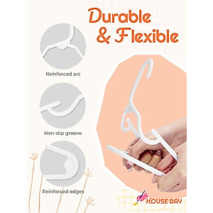 HOUSE DAY Premium Baby Hangers 60 Pack, 11 Inch Kids Plastic Hangers White, Slim Childrens Hangers for Infant, Toddler, and Child Clothes, Durable Baby Clothes Hangers for Closet