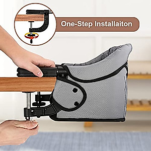 Hook On Chair, Safe and High Load Design, Fold-Flat Storage and Tight Fixing Clip on Table High Chair, Removable Seat Cushion, Attach to Fast Table Chair (Black)