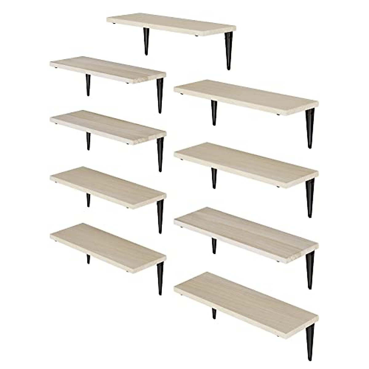 Wallniture Arras Floating Shelves for Wall Decor, Bookshelf Living Room Decor Kitchen Organization, Hallway & Office Decor Wall Shelves for Bedroom Natural Board Set of 9