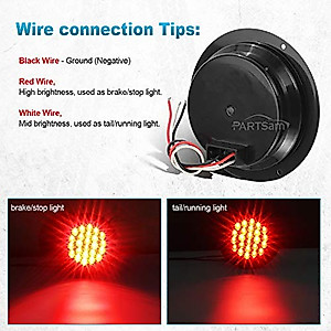 Partsam 10Pcs Red 4" Inch Round LED Trailer Tail Lights 12LED Flange Mount Stainless Steel Chrome Bezel Waterproof Stop Turn Tail Brake Lights Replacement for Trucks RV 12V