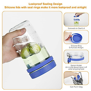 Overnight Oats Containers With Lids And Spoons, 2 Pack Mason Jars For Overnight Oats, 21oz Leak-Proof Glass Overnight Oats Container Breakfast Yogurt Meal Prep Container Fruit Salad Parfait Cups