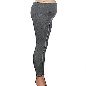 Women's Pregnant Pants Workout Active Stretchy Pants Capri Maternity Leggings Over The Belly Maternity Trousers (Dark Gray, L)