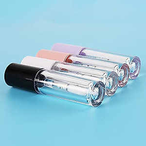 COSIDEA 25 pcs empty 5ml big doe foot lip gloss tubes white lipgloss tube containers with clear thick wand cosmetic packcing container