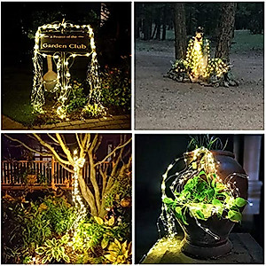 400 LED Solar Firefly Bunch Lights with Remote Control, 8 Flashing Modes Waterproof Fairy String Lights Decorative Vine Solar Watering Can Lights, Outdoor Garden Christmas Decor Lights (Warm White)