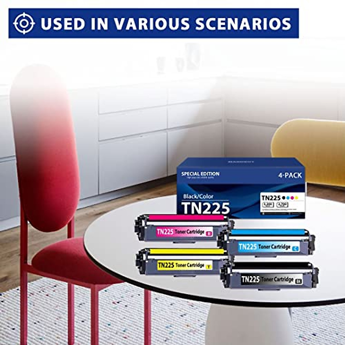 MANDBOY TN225 2BK/C/M/Y Toner Cartridge Replacement for Brother TN-225 Compatible HL-3140CW HL-3150CDN HL-3170CDW HL-3180CDW MFC-9130CW MFC-9140CDN DCP-9015CDW DCP-9020CDN Printer 5 Pack