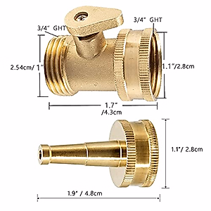 Jet Nozzle Water Hose High Pressure with Garden Hose Shutoff Valve Brass Heavy Duty 3/4" GHT Connector 4 Pack