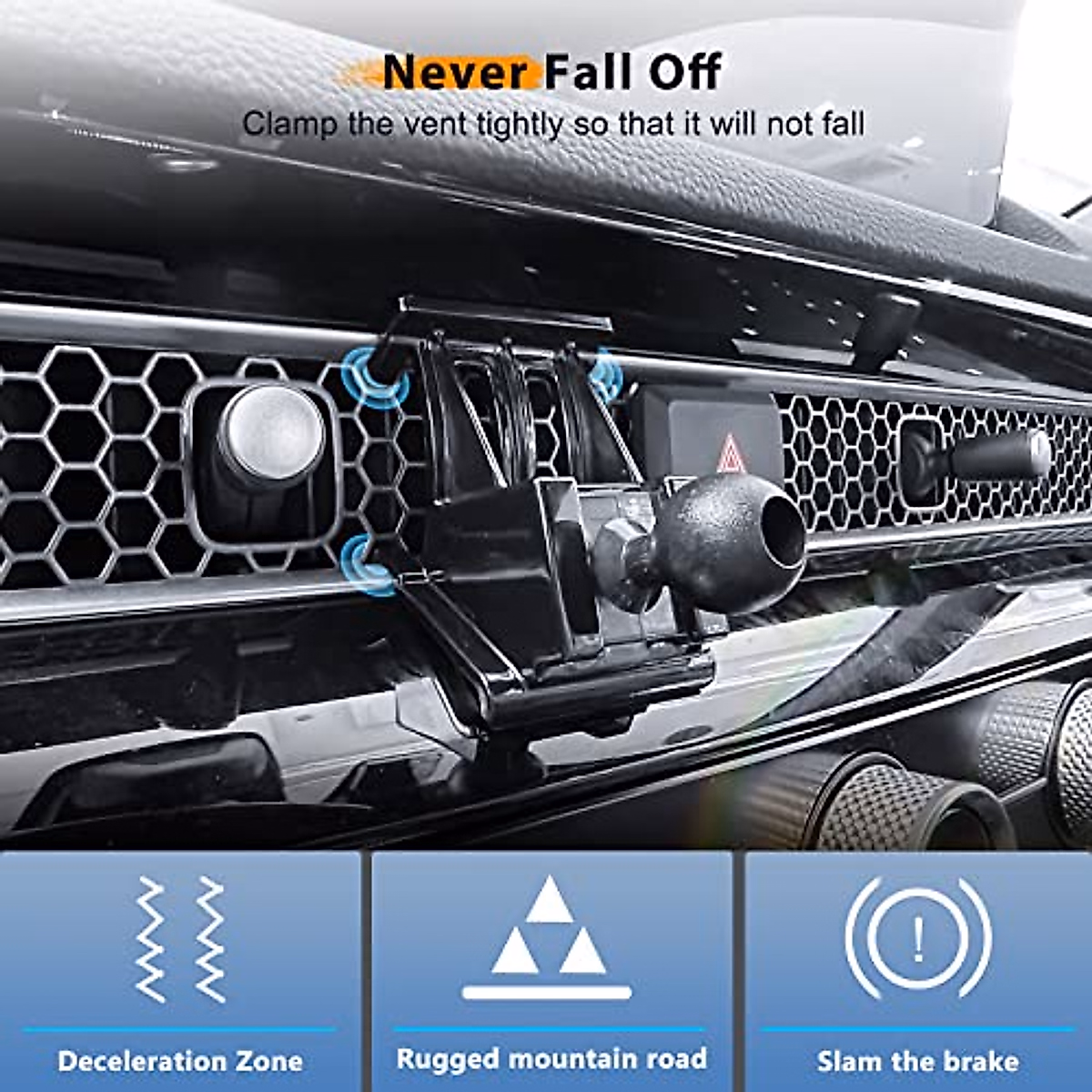 Design for Honda Civic 2022 2023 Air Vent Clip for Car Mount with Diameter 0.67 inch (17mm) Joint Ball Strong Vent Grip Stuck Lock Base for Most Car Phone Mount Holders 2022 2023 Civic Accessories