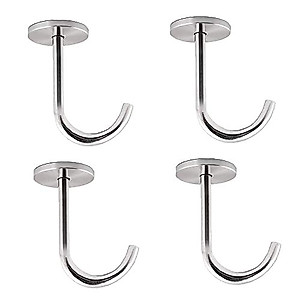 FYTRONDY Stainless Steel Screws Mount Large arc Ceiling Hooks, Coat Hanger, Plant Hanger (4-1/2 INCH , 4 Pack)
