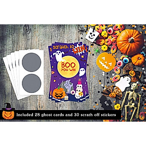 WaaHome Halloween Scratch Off Cards for Kids Adults 28 Players Ghost Scratch Off Cards for Halloween Baby Shower Birthday Party Supplies Favors Classroom Family Activities Prizes